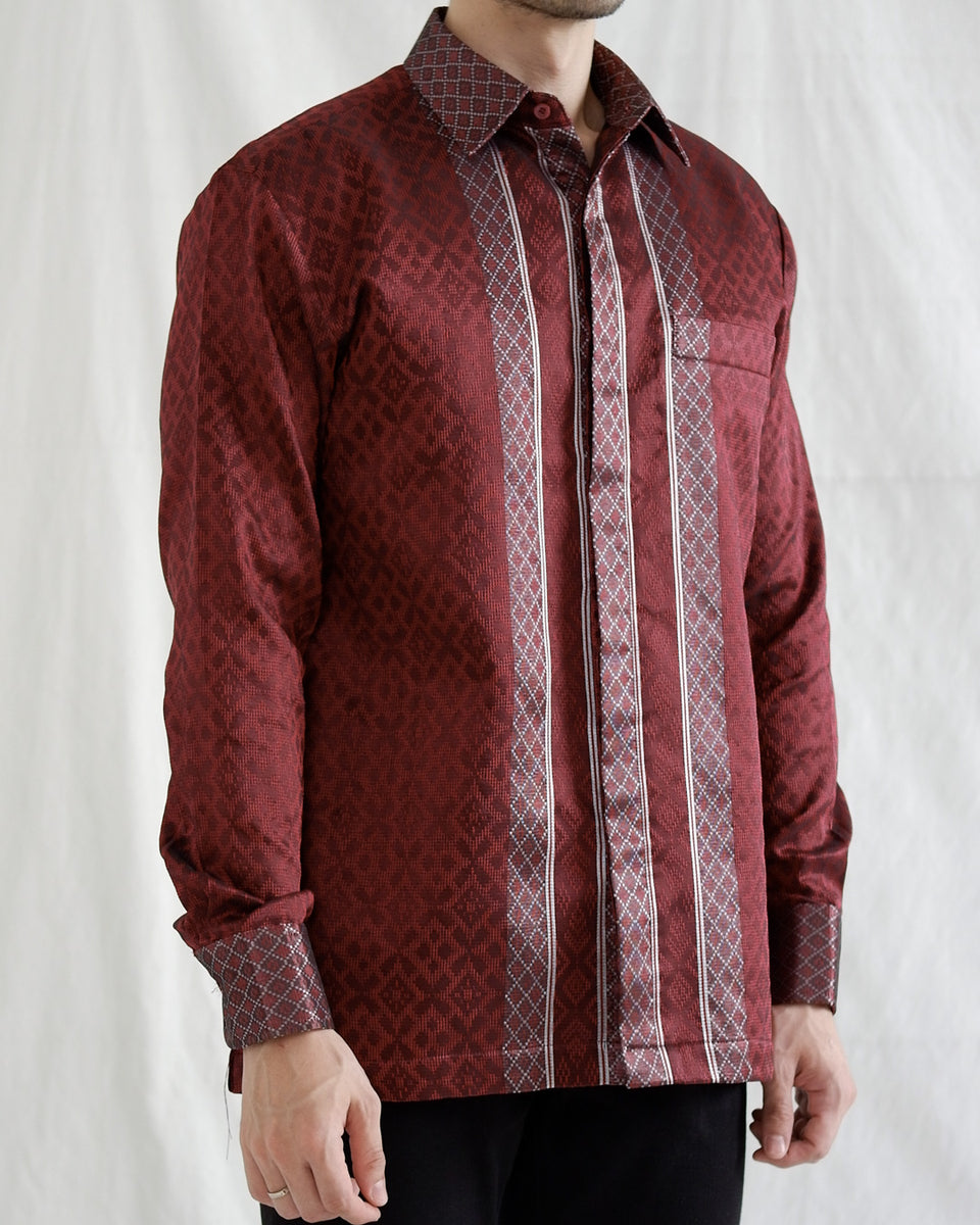PO Kemeja Tenun - Maroon – Batik Pastel