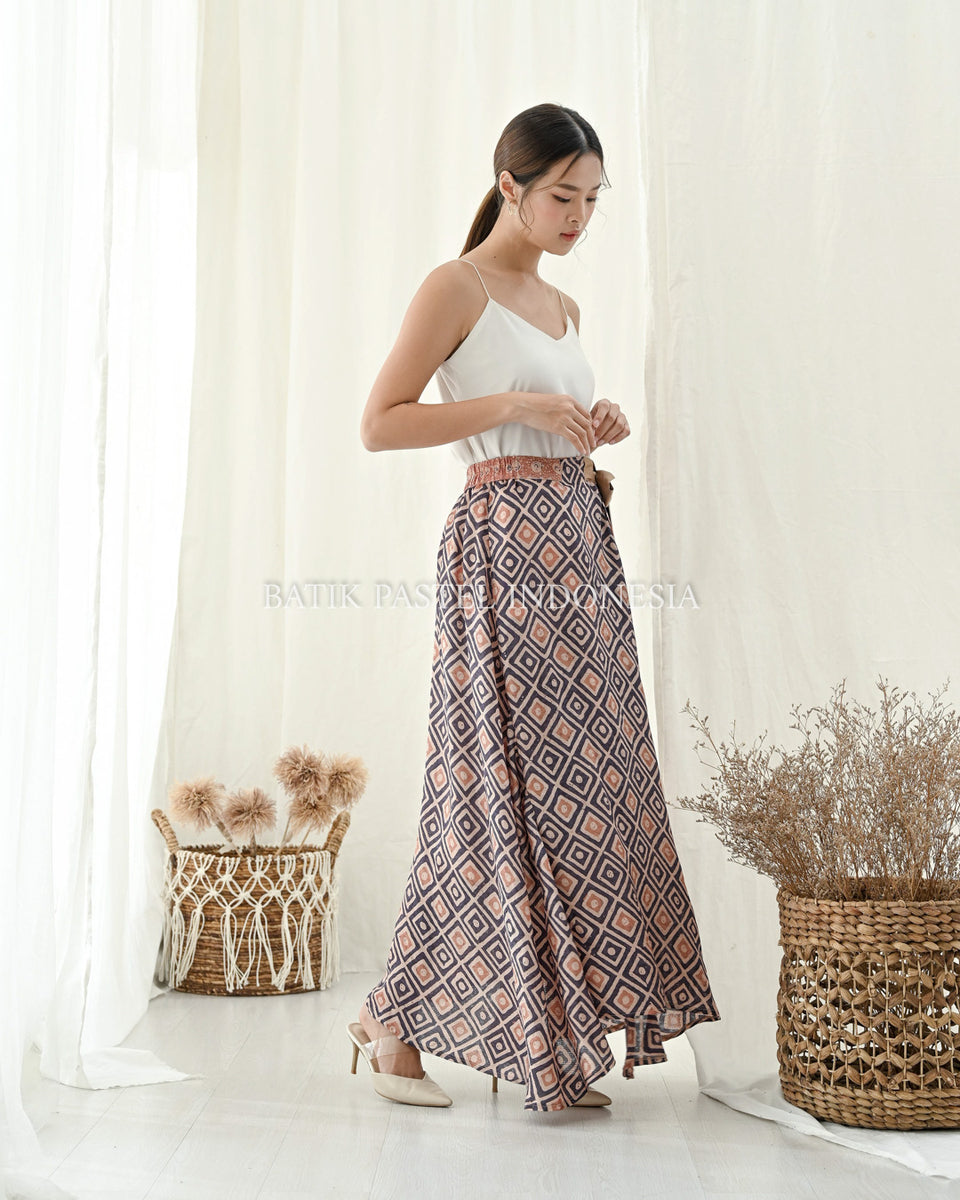 Anna Skirt Rok Batik Model Flare - Batik Pastel